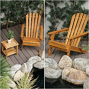 VICTORY RELAX Collapsible Adirondack Chair, 440 LBS Ergonomic Wooden Patio Armchairs with Waterproof and UV Protection Coating, Recliner Chair for Deck, Lawn, Backyard, Garden, Poolside, Fire Pit