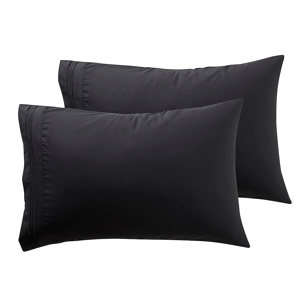 Nestl Microfiber King Pillowcase, 2 - 1800 Thread Count, Soft, Wrinkle Free, Fade Resistant, Envelope Closure, Set of 2, Black, 20x40 Inches