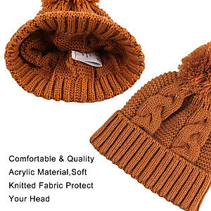 JANGANNSA Winter Knit Baby Hat Twist Warm Beanie for Boys Girls Infant Toddler Baby Beanie with Pompom (0-6 Months, Chocolate)