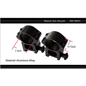 Tactical Scorpion Gear TSG-GMW01C 1" Aluminum High See Through Scope Laser Weaver Picatinny Mount - Black