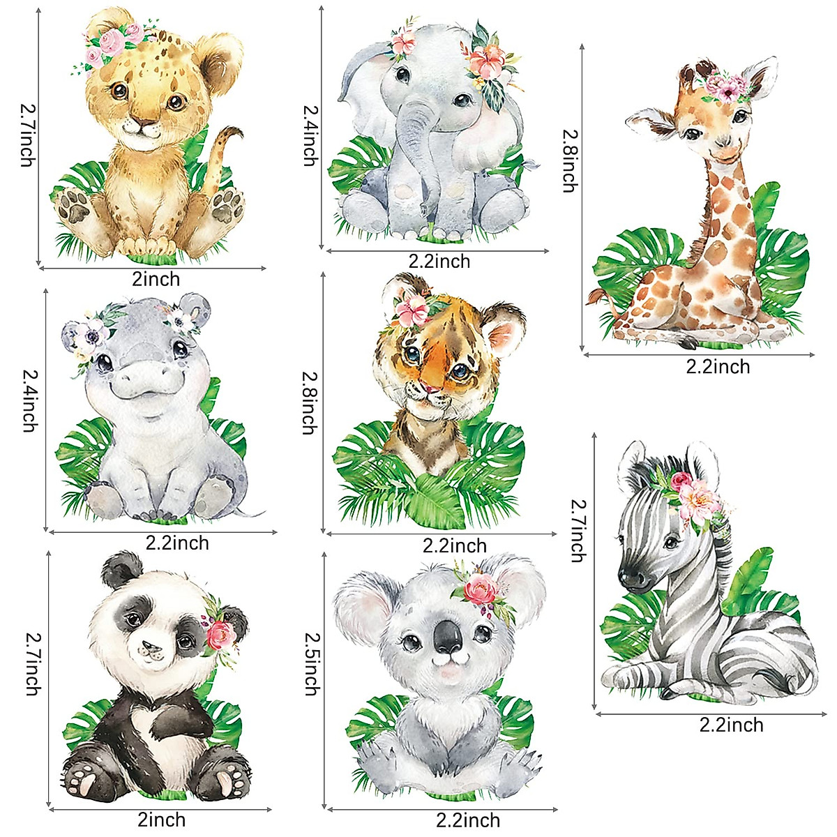 24pcs Jungle Safari Animal Cupcake Toppers Wild Animal Cake Toppers Jungle Party Decoration for Safari Jungle Theme Birthday Party Baby Shower Supplies