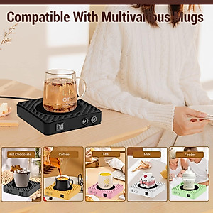 Mug Warmer, Coffee Warmer with 3-Temp Settings, Coffee Mug Warmer with 12-Hour Timer, Coffee Cup Warmer with Auto On/Off, Cup Warmer for Desk with Digital Display, A Warm Gift for Family (No Cup)