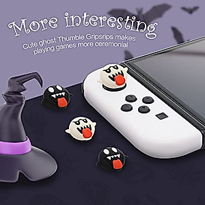 Switch Thumb Grips Ghost, Cute Luminous Ghost Thumb Grips for Nintendo Switch, Soft Silicone Joystick Cover Compatible with Nintendo Switch/Switch OLED/Switch lite - (Two Sets)