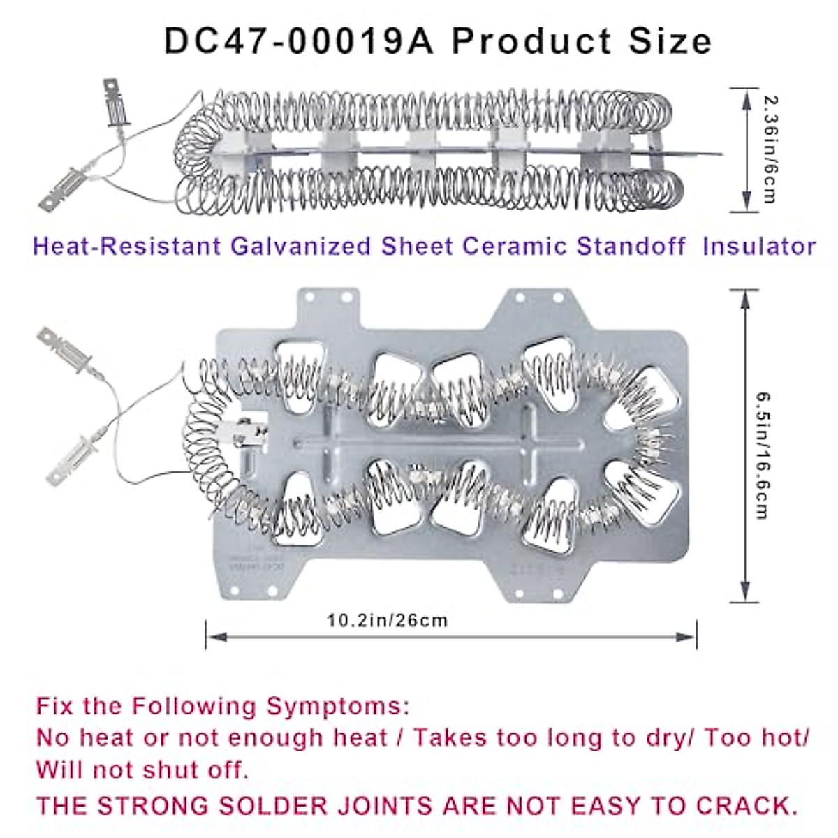 Dryer Heating Element（DC47-00019A）for Samsung, Thermal Fuse（ DC96-00887A） and （DC47-00016A）, Thermostat （DC47-00018A ）Dryer Repair Kit Replacement