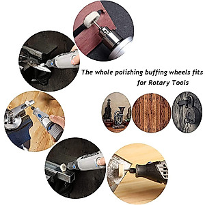 Felt Wool Polishing Buffing Pad Set Wheel Grinding Head Point & Mandrel Kit Accessories Tools Compatible for Dremel
