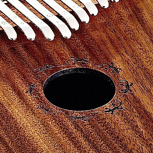 Ortega Guitars Wood 17 Key Kalimba-C Major-Top Soundhole-w/Bag, Tuning Hammer, Polish Cloth, Case, Solid Acacia (OKB1)