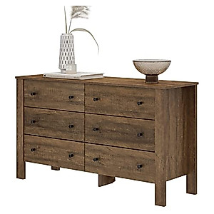 ITUSUT 6 Drawer Dresser, Wood Chest of Drawers, Wide Storage Dresser with Sturdy Frame, Closet Organizer for Living Room Closets, Hallway, Rustic Brown