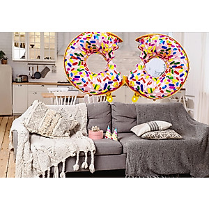 2PCS Donut Balloons Birthday Party Decorations Doughnut Foil Aluminum Balloon for Baby Shower Happy Birthday Graduation Party Supplies