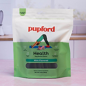 Pupford Dental Chews for Dogs | Freshens Breath, Scrapes Plaque, Safe for Gut | Healthy, Limited Ingredient, All Natural |Yummy & Made in USA | Free Training Resources | 30 Count