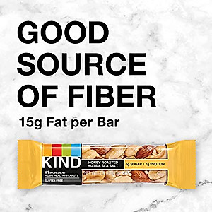 KIND Bars, Honey Roasted Nuts & Sea Salt, Gluten Free, Low Glycemic Index, 1.4oz, 12 Count
