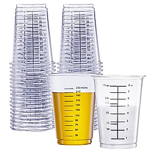 [25 Count - 10 oz.] Multipurpose Disposable Plastic Measuring Cups - Baking, Cooking, Epoxy Resin, Mixing & Measuring Cups
