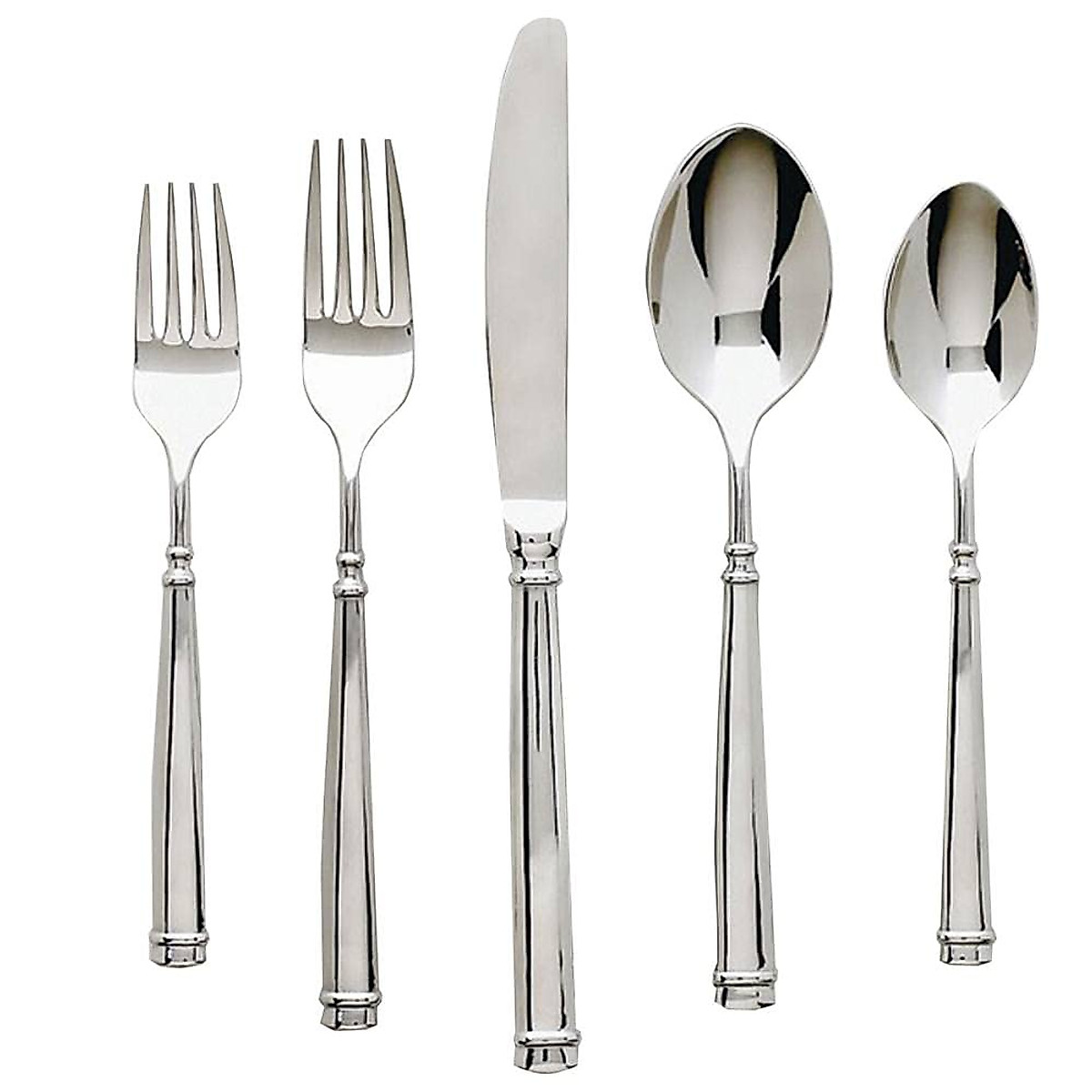 Ginkgo International Naples, Silverware Service for 6 Stainless Steel Flatware, 30-piece set, Silver