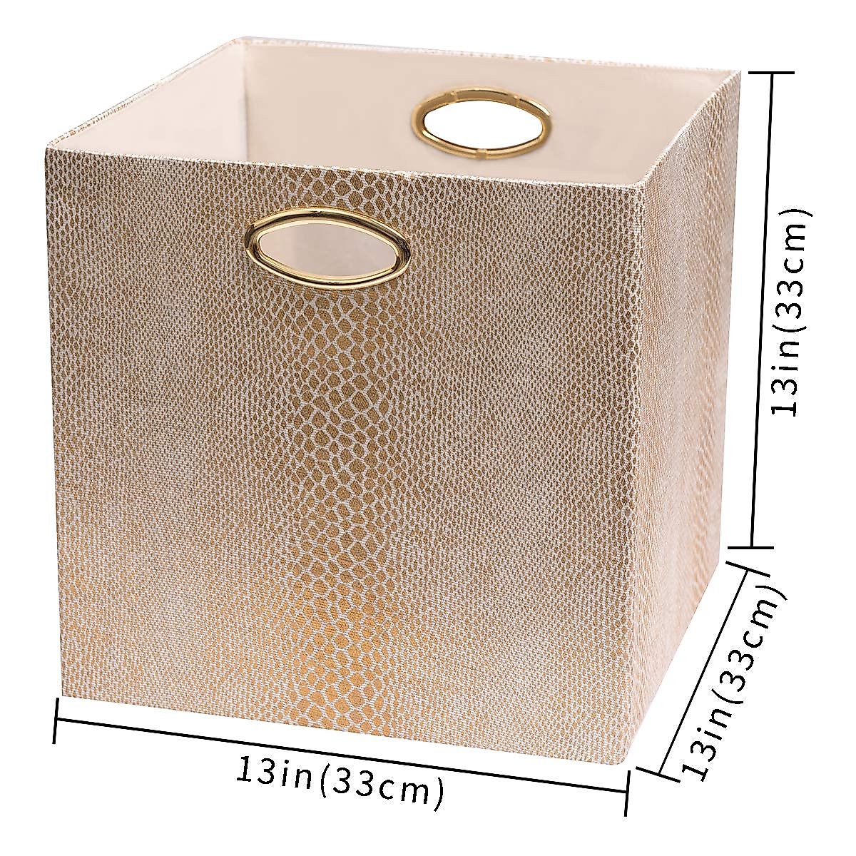 Posprica Storage Bins, Storage Cubes,13×13 Fabric Drawers Organizer Basket Boxes Containers (13×13×13/4pcs, Snake skin pattern)