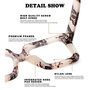 NULOOQ Blue Light Glasses for Women – Stylish Thick Square Oversized Computer Eyewear Non-Prescription Glasses (Tortoiseshell)