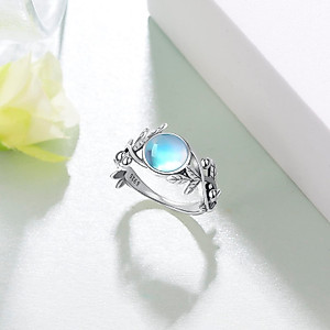 SCZKLAQ Moonstone Leaf Rings for Women 925 Sterling Silver Moonstone Ring Jewelry Gifts for Women (7)