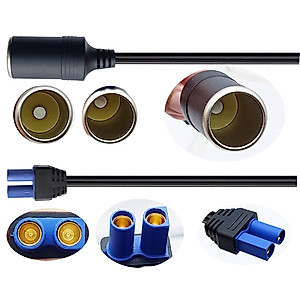 AAOTOKK Cigarette Lighter Socket 12V Car Emergency Start Power EC5 Plug to Female Cigarette Lighter Port Adapter Cables Car Battery Booster Mini Portable Power Pack car Jump Starter (20cm/7.8inch)