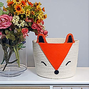 T&T Homewares Small Cute Orange Fox Basket for Baby Diaper Organizer, Baby Laundry Baskets, Nursery Storage, Kids Room Organizer, Woodland Nursery Decor, Dog Cat Toy Basket