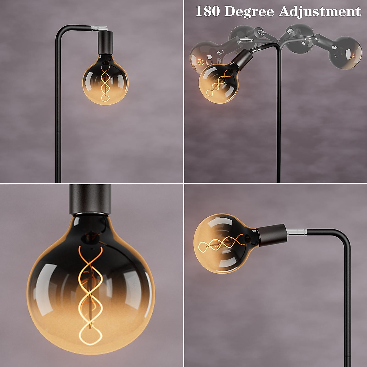 YIKBIK Modern Floor Lamps with Light Bulb, Industrial Floor Lamp for Living Room 5" Light Bulb 69" Tall Bright Warm White Standing Lamp, E26 Socket, On/Off Foot Switch for Office Bedroom