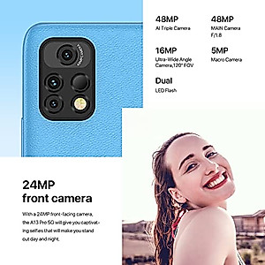UMIDIGI A13 Pro 5G Cell Phone Unlocked (8GB+128GB), 6.5 inch, Android 12, Dual SIM 5G Mobile Phone, 5150mAh Large Battery, 48MP+24MP+5MP Camera, 5G Dual SIM GSM Volte Unlocked Smartphone, 18W, NFC