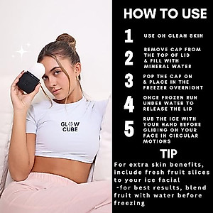 Glow Cube Ice Roller For Face Eyes and Neck To Brighten Skin & Enhance Your Natural Glow/Reusable Facial Tool to Tighten & Tone Skin & De-Puff The Eye Area (Black)