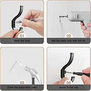 FunViet 5 Pack Coat Hooks Heavy Duty for Backpack(30LBS),Decorative Black Wall Hooks for Hanging Jackets Hats Robes Purse Clothes,A Modern Home Deco for Your Bathroom Kitchen Entryway