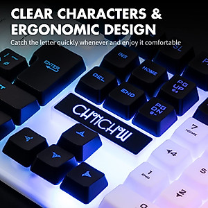 CHONCHOW Gaming Wired Keyboard and Mouse Combo Backlit Rainbow RGB Full-Size Mechanical Feeling Key Board 3600 DPI Mice for Game Office Home