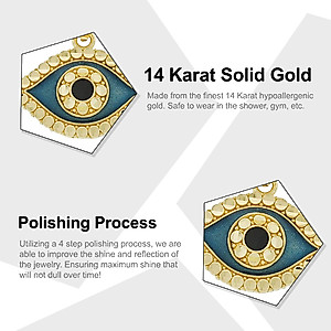 Charm America - Gold Diamond-cut Evil Eye Charm with Enamel - Evil Eye Pendant - 14 Karat Solid Gold