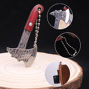 Ruksifg Set of 4 Damascus Mini Knife Set Tiny Knife Mini Chef Knife with Sheath for Box Cutter Bottle Opener