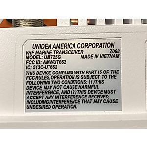 Uniden UM725G Marine VHF Radio, All USA, Canada, and Intl. Marine Channels, 1Watt/25Watt Transmit Power, Largest LCD Screen in Class, NOAA Weather Channels w/Alerts, Speaker Mic, GPS Built-in.