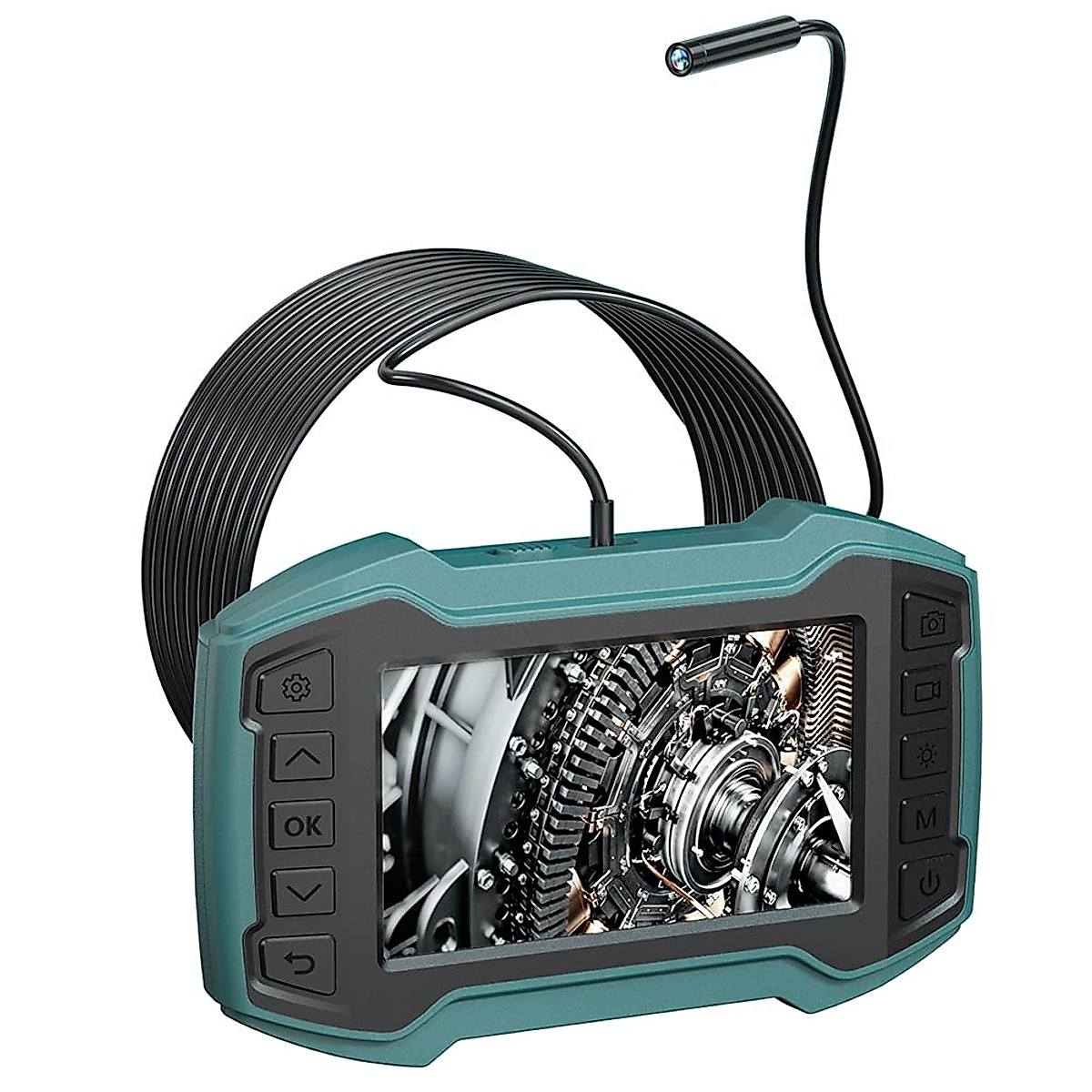 8MM Inspection Camera Endoscope, Dual 1080P Lens, Semi-Rigid Cable, 4.5 Inch Screen, IP67 Waterproof 6 LEDs, 1700mAh, Max 64GB Card(1M/3.28FT Cable)