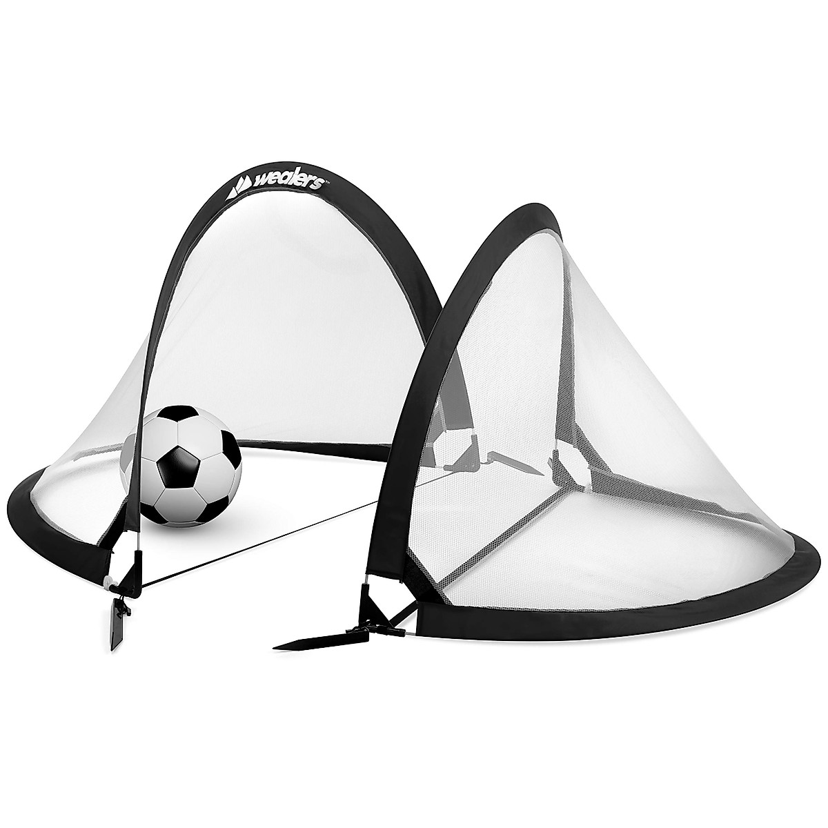Collapsible Soccer Goal Set of 2 with Travel Bag - Ultra Portable 4 Foot Instant Pop Up Football Goal Nets for The Beach| Playground | Backyard | Camping - Kids Soccer Training Nets (Black)