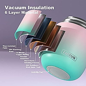 17 Oz Insulated Food Thermos Soup Thermos for Hot Food Kids Adults, 304 Stainless Steel Lunch Box Food Container with Folding Spoon, Vacuum Insulated Portable for School, Office, Outdoor (Pink)