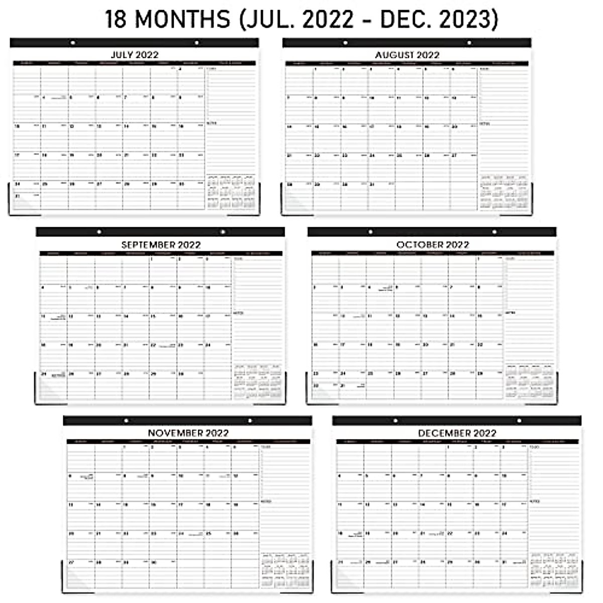Desk Calendar 2023-2024 - Large Desk Calendar 2023-2024, Jan 2023 - Jun 2024, 17" x 12", Large Ruled Blocks, Desk Calendar with Tear Off Design, 2 Corner Protectors & 2 Hanging Hooks