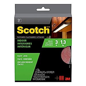 Scotch Multi-Purpose Hook and Loop Fasteners, 1 Roll, White, For Indoor Use, 3/4 in x 15 ft