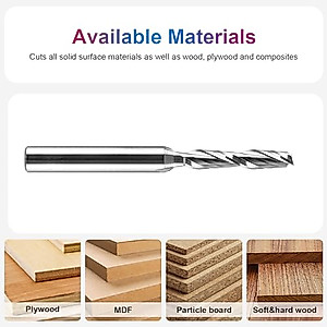 SpeTool Carbide CNC Router Bits 3/16 inch Cutting Diameter Up Cut Router Bit with 1/4 inch Shank Suitable for CNC Engrave Carving