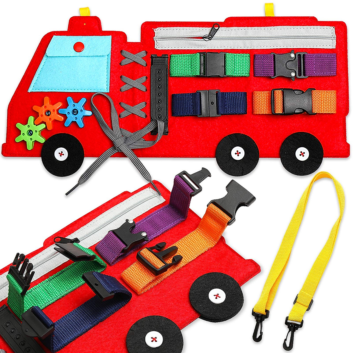 Busy Board, Montessori Toddler Activity Board, Sensory Board for Learning Fine Motor Skills, Car Ride Activities for Toddlers, Travel Toys for Plane, Valentines Gift for Kids, Birthday Gifts