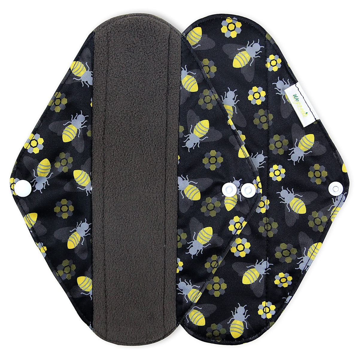 wegreeco Reusable Menstrual Pads for Women - Reusable Sanitary Pads | Reusable Panty Liners | Soft Cloth Menstrual Pads - 5 Pack, 1 Cloth Wet Bag (L, Bee & Bloom)