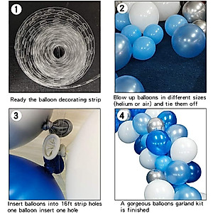 Blue Balloons Garland Arch Kit Blue Silver and White Balloons Blue Birthday Decorations Wedding Party Baby Shower Balloon Garland Kit Blue