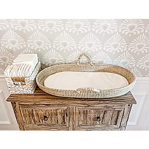 Seagrass Baby Changing Basket with Waterproof Pad | Portable Diaper Changing Topper for Dresser or Table | A Nursery Essential