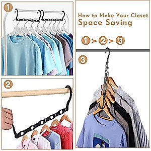 Tatuo 60 Pcs Space Saving Hangers Closet Organizers and Storage Magic Clothes Hangers Sturdy Multiple Cascading Hangers with 5 Holes for Heavy Clothes College Dorm Room Closet Organization