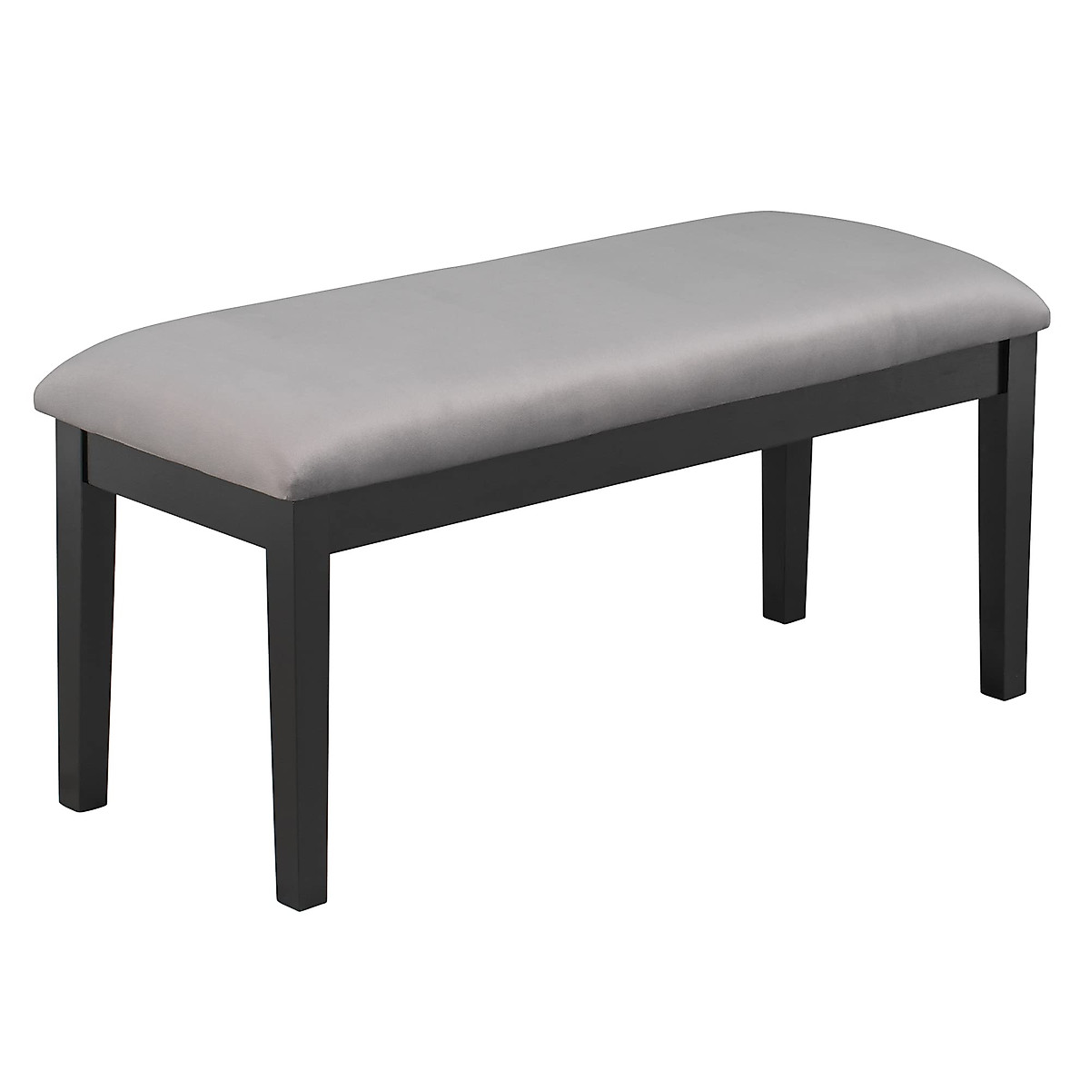 Penifun 6 Pieces Set, Rectangular Marble Veneer Table and 4 Flannelette Upholstered Dining Chairs & Bench, Kitchen Living Room Furniture Elegant Style,White+Gray