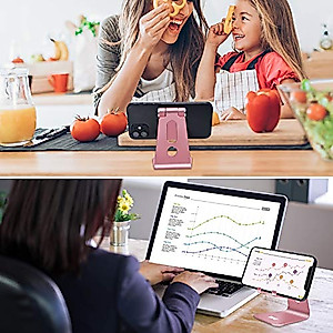 Adjustable Cell Phone Stand, LLSME Phone Holder, Cradle, Dock, Aluminum Desktop Stand Compatible with All Mobile Phone, iPhone, iPad Air/Mini - Rose Gold