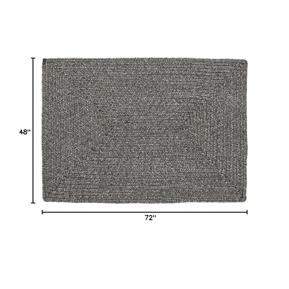 Super Area Rugs Tucson Indoor Outdoor Gray Braided Rug - Washable - Easy Care - Kid & Pet Friendly Rug Gray Mix 4' X 6' Rectangle