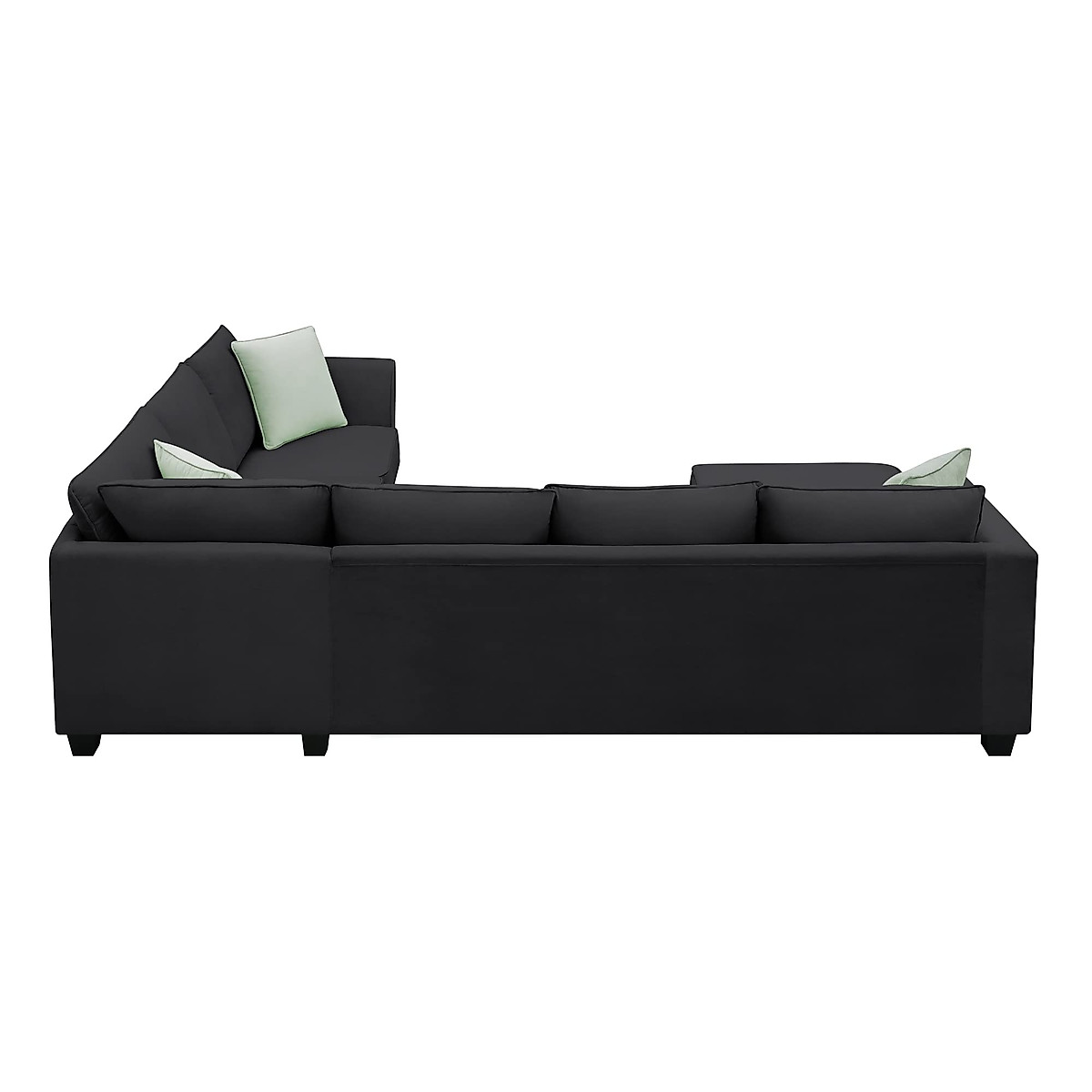 TARTOP 11287" Living Room 7 Seats Modular Sectional Ottoman L Shape Fabric Sofa Corner Couch Set with 3 Pillows, Black