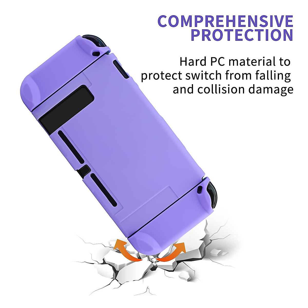 FANPL Case for Nintendo Switch, Hard Shell Cute Protective Case Cover for Switch and Joy Con Controller with 2 Flower Thumb Grips - Comfortable Touch (Purple)