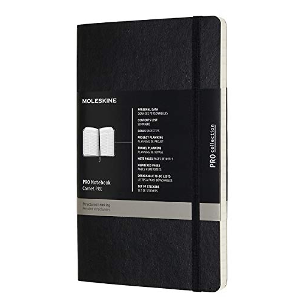 Moleskine PRO Notebook, Soft Cover, Large (5" x 8.25") Professional Project Planning, Black, 192 Pages