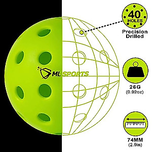 Marc Logan Sports Outdoor Pickleball Balls - Durable & High Performance Pickleball Outdoor Balls | Perfect Pickleball Trainer or Pickleball Gifts for Every Player in-Between | Pickle Ball Sports Balls