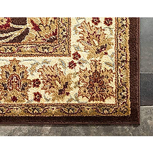 Unique Loom Voyage Collection Traditional Oriental Classic Intricate Design Area Rug, 7' 1" x 10' Rectangle, Brown/Cream