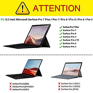 Fintie Case for 12.3 Inch Microsoft Surface Pro 7 Plus, Surface Pro 7, Surface Pro 6, Pro 5, Pro 4, Pro 3 - Portfolio Business Cover with Pocket, Compatible with Type Cover Keyboard, Ice Blue