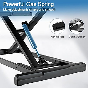 Joy Seeker Standing Desk Converter 30 Inches Stand up Desk Riser, Height Adjustable Dual Tier Sit Stand Tabletop Monitor Riser Workstation for Home Office with Deep Keyboard Tray for Laptop